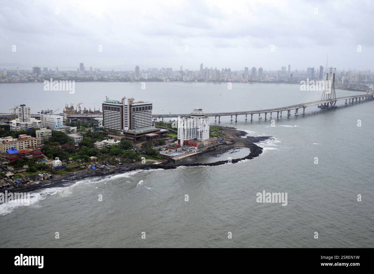 Aerial view of bandra band stand with taj lands end and bandra worli ...