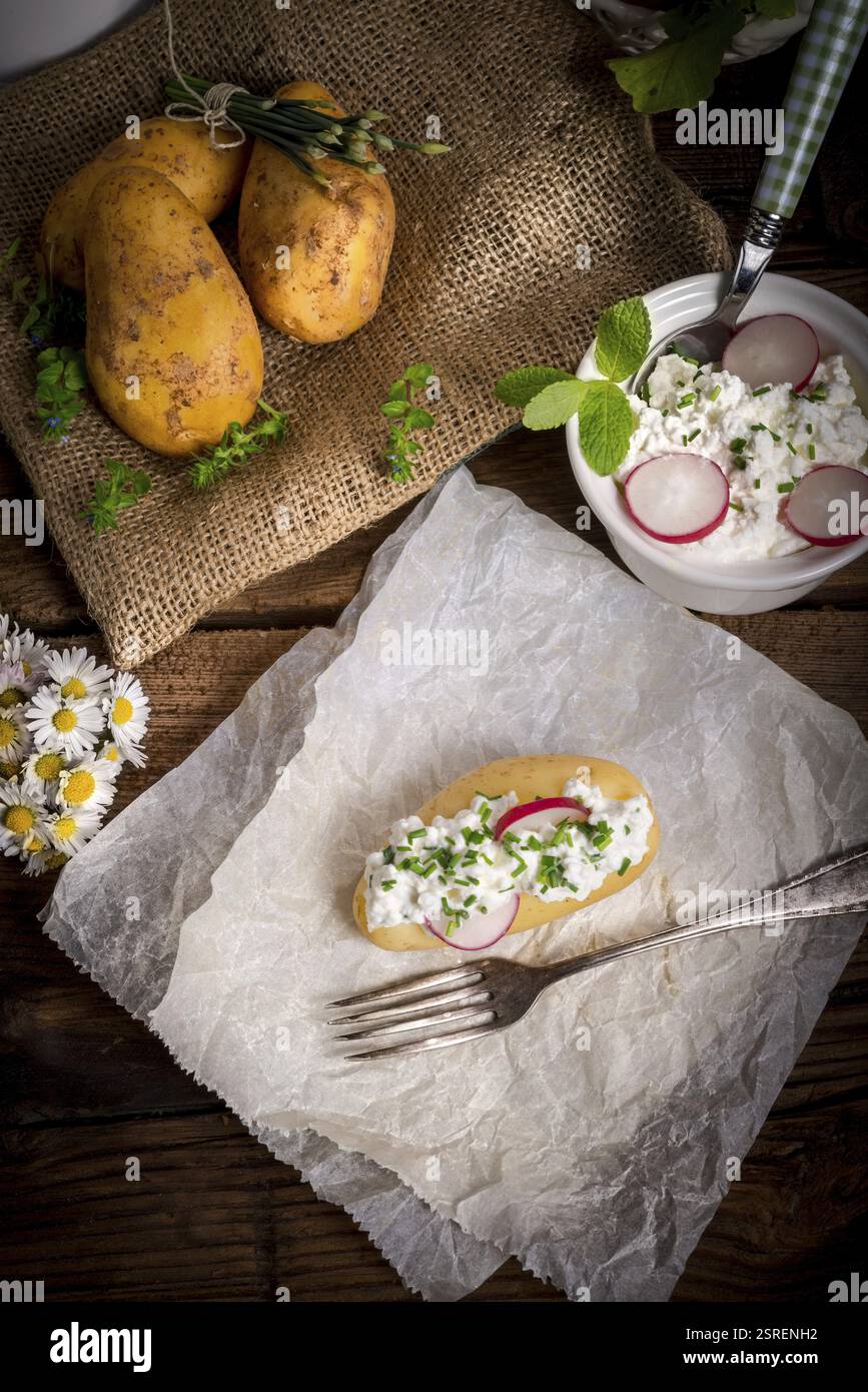 New potatoes with spring curd Stock Photo - Alamy