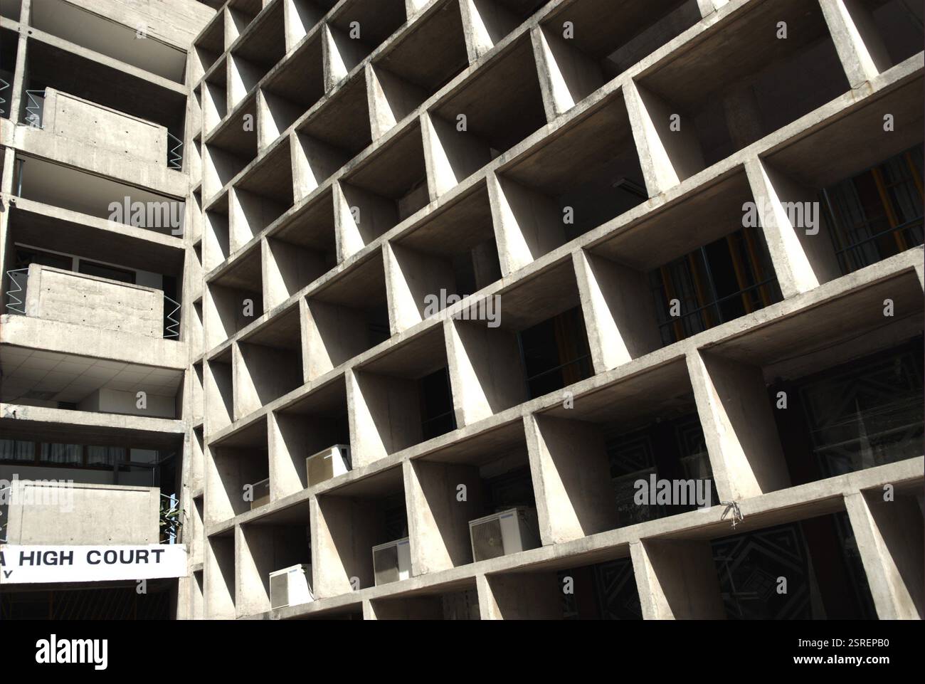 View of concrete structure near entrance of Punjab and Haryana High ...