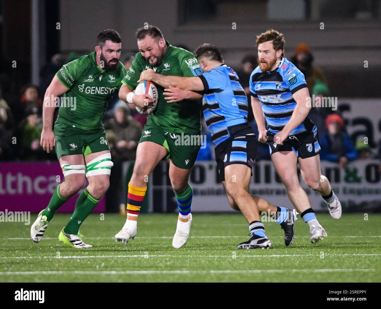 Galway, Ireland. 15th February, 2025. Connacht's Jack Aungier in action ...