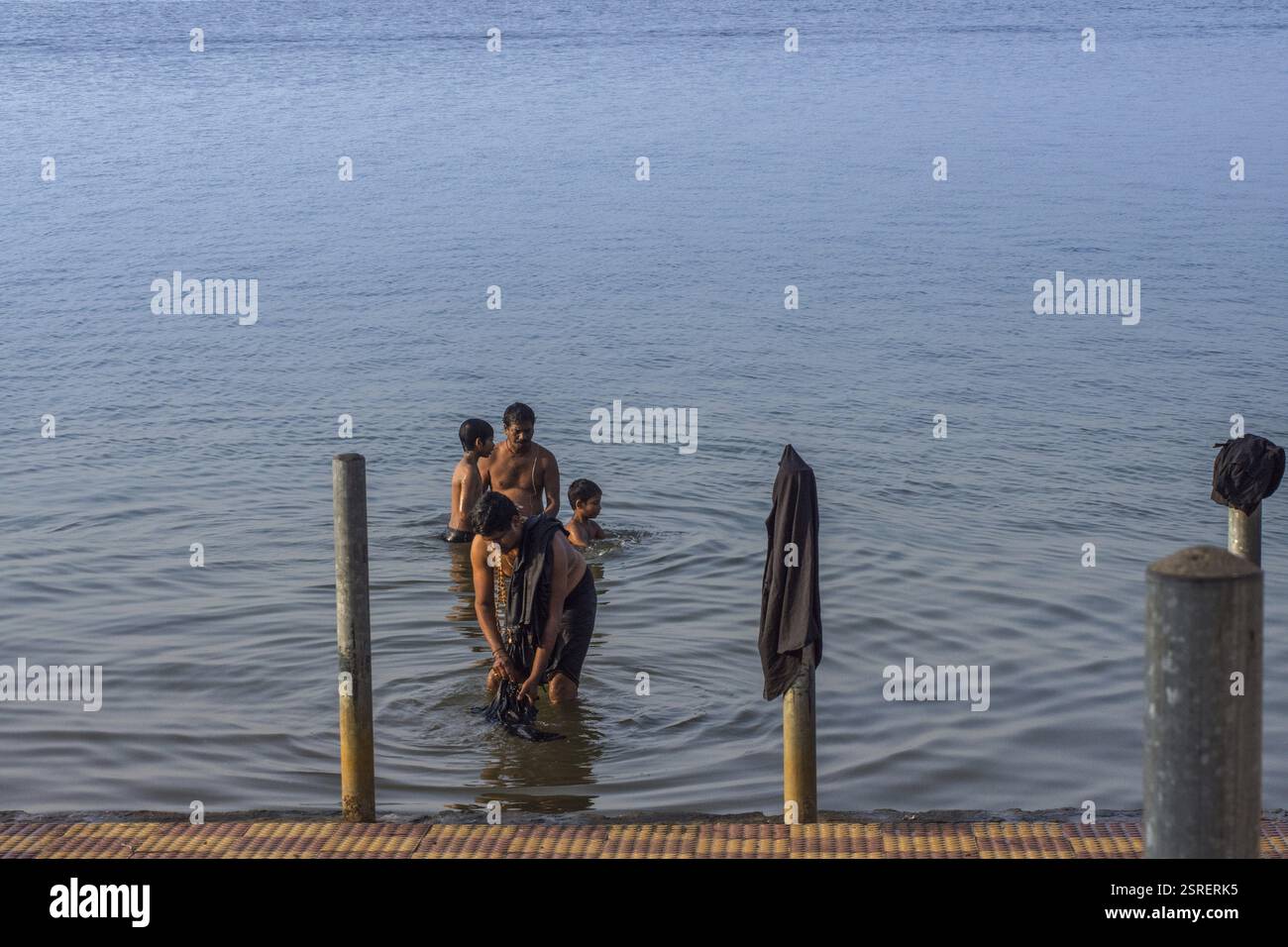 People bathing in Godavari river, Rajahmundry, Andhra Pradesh, India ...