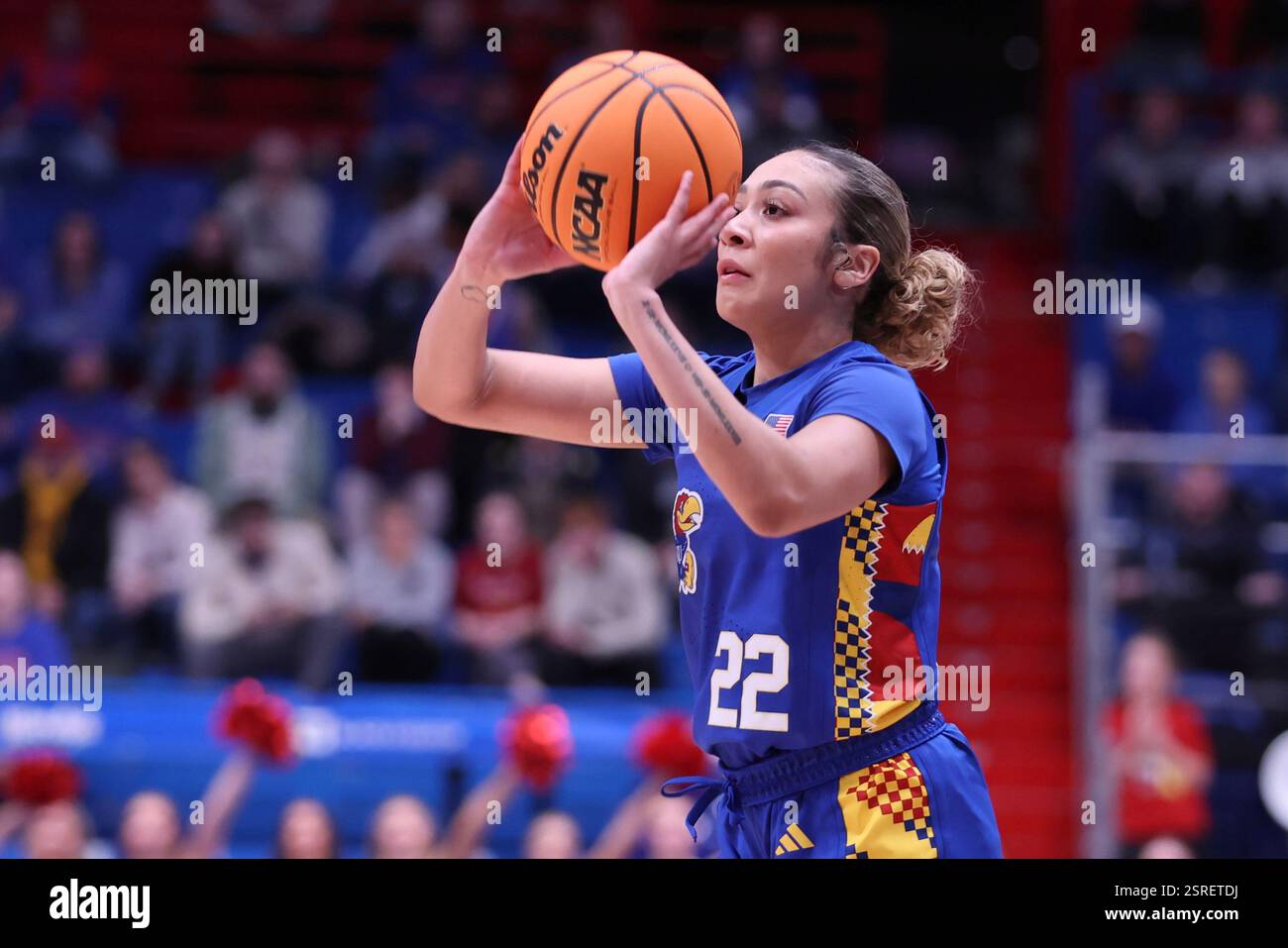 LAWRENCE, KS - FEBRUARY 15: Kansas Jayhawks guard Sania Copeland (22 ...