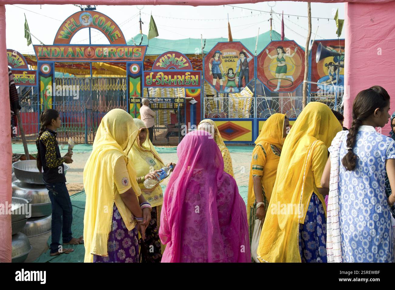 Women in front of circus, pushkar mela, rajasthan, india, asia Stock Photo - Alamy