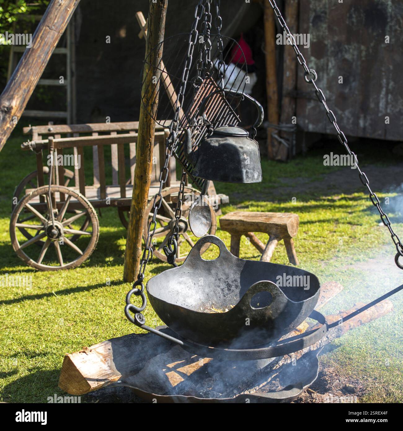 Wood fire boiling pots hi-res stock photography and images - Alamy