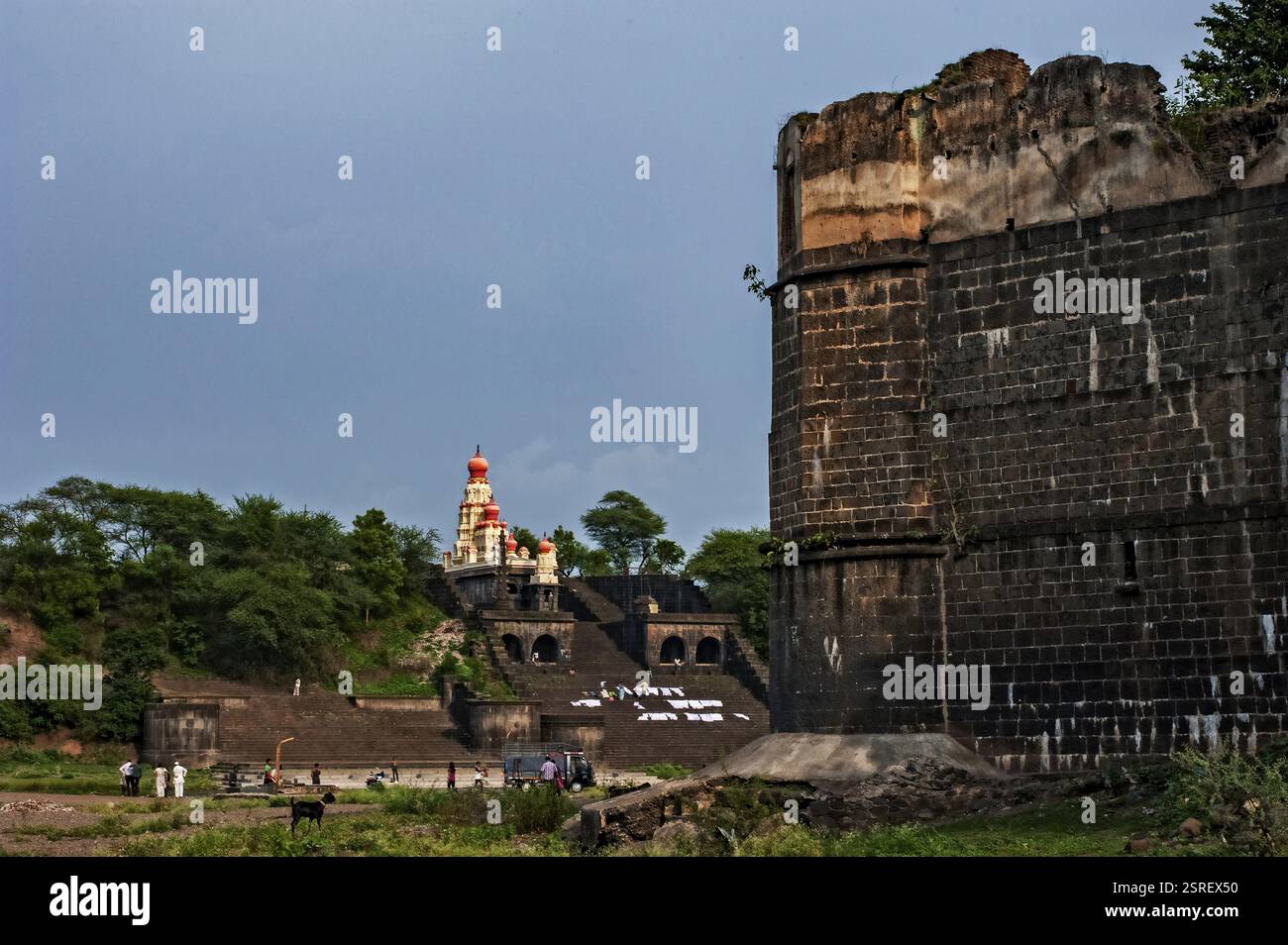 Shiva temple, krishna river, satara, maharashtra, india, asia Stock ...