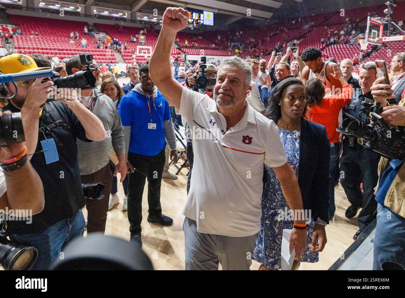 Auburn head coach Bruce Pearl celebrates after a win over Alabama at an ...