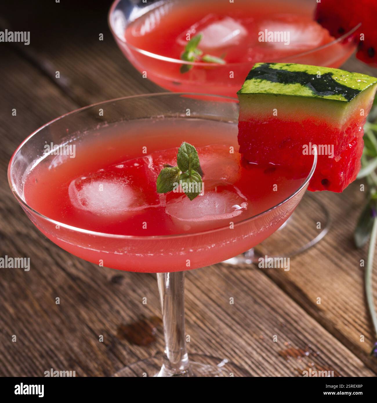 Watermelon juice with ice Stock Photo - Alamy