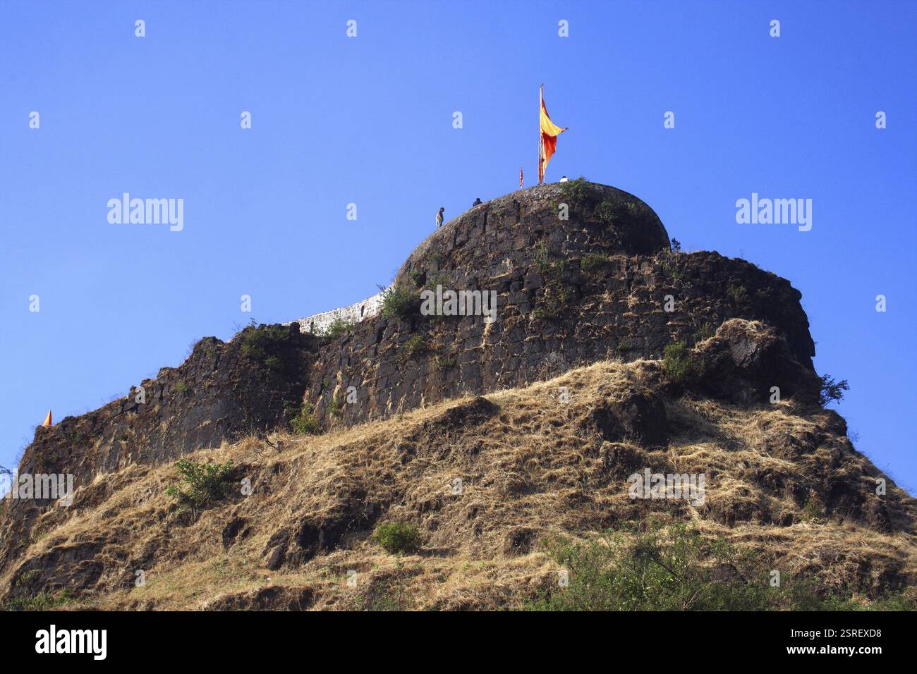 Flag flying on top of pratapgad fort, Raigad, Maharashtra, India, Asia ...