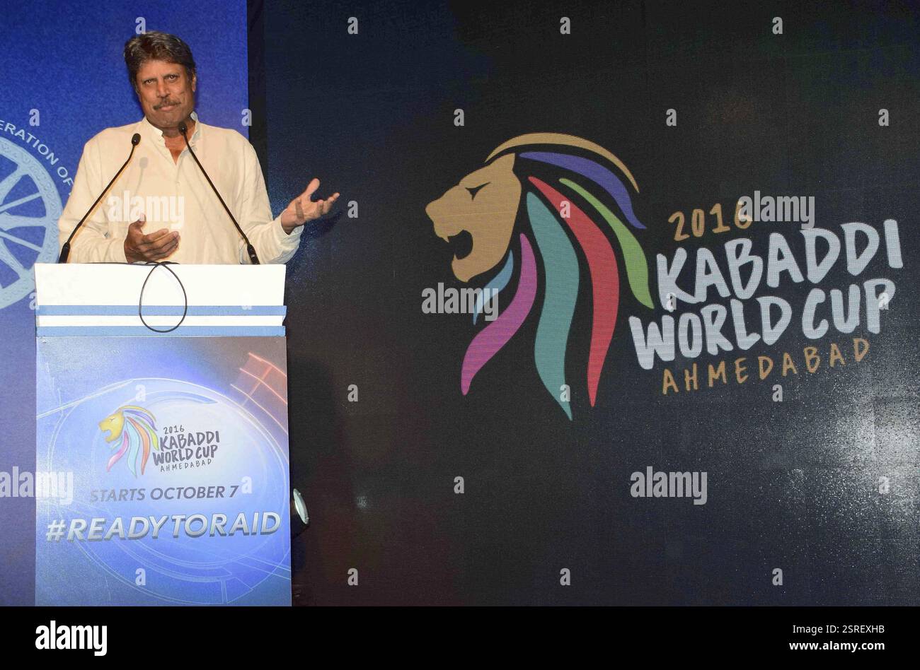 Former Indian cricket player Kapil Dev during the announcement of ...