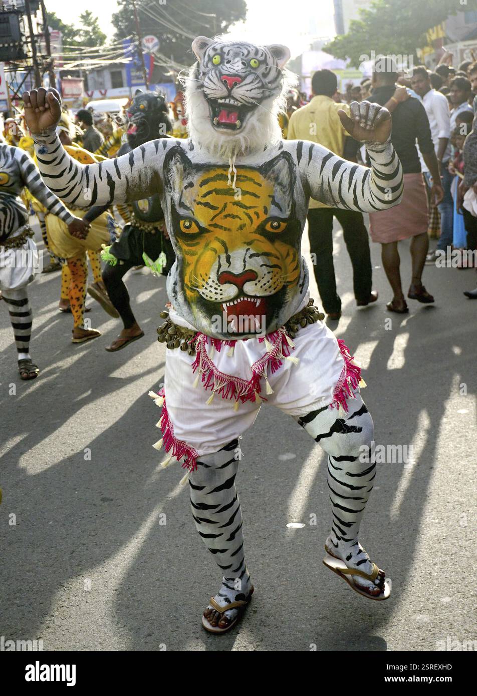 Trained dancers with their carefully painted bodies guise of tigers ...