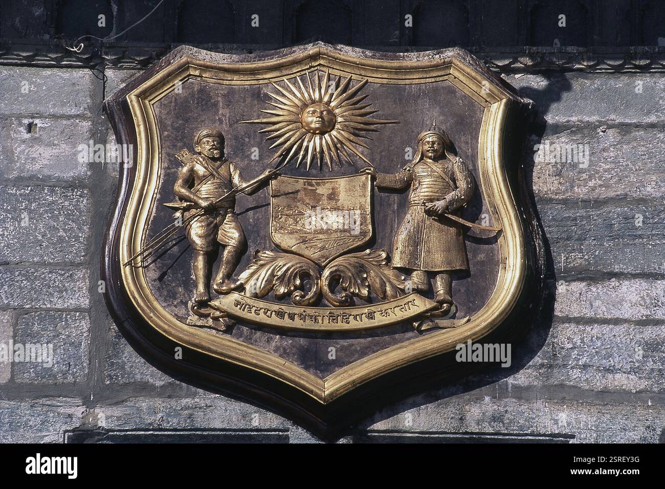 Emblem of Mewar State, City Palace, Udaipur, Rajasthan, India, Asia ...