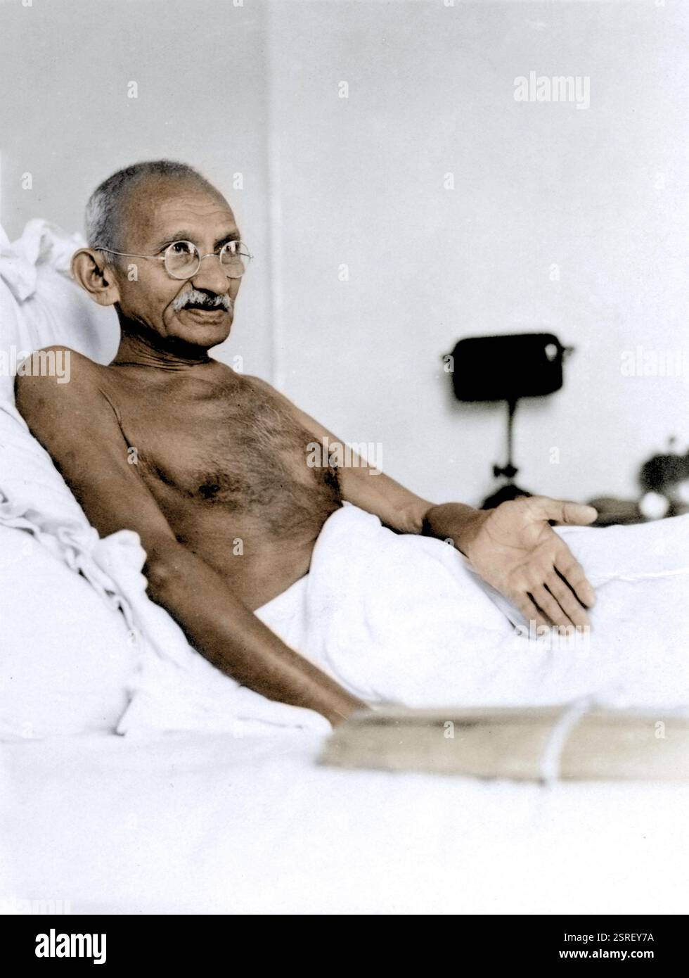 Mahatma Gandhi sitting talking at Birla House, Mumbai, India, Asia ...