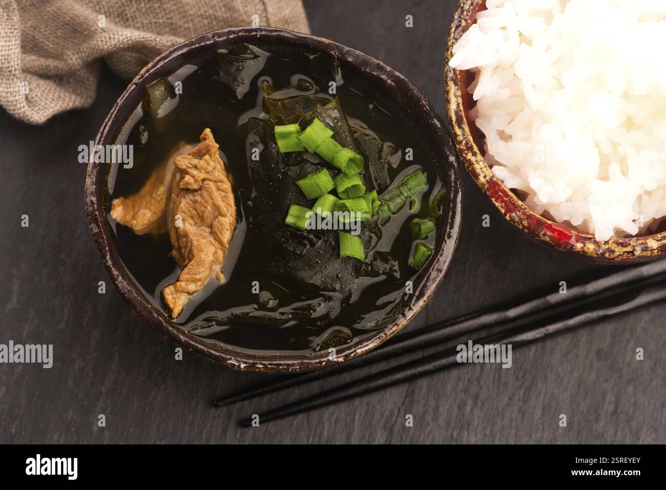 Close-up of Korean Seaweed Soup Miyeok Guk in a serving bowl Stock ...