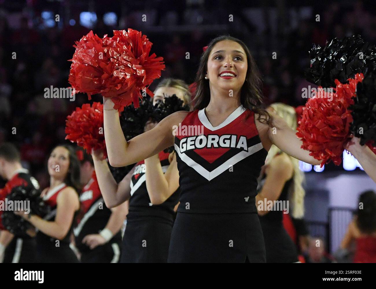 ATHENS, GA - FEBRUARY 15: A Georgia Bulldogs cheerleader performs ...