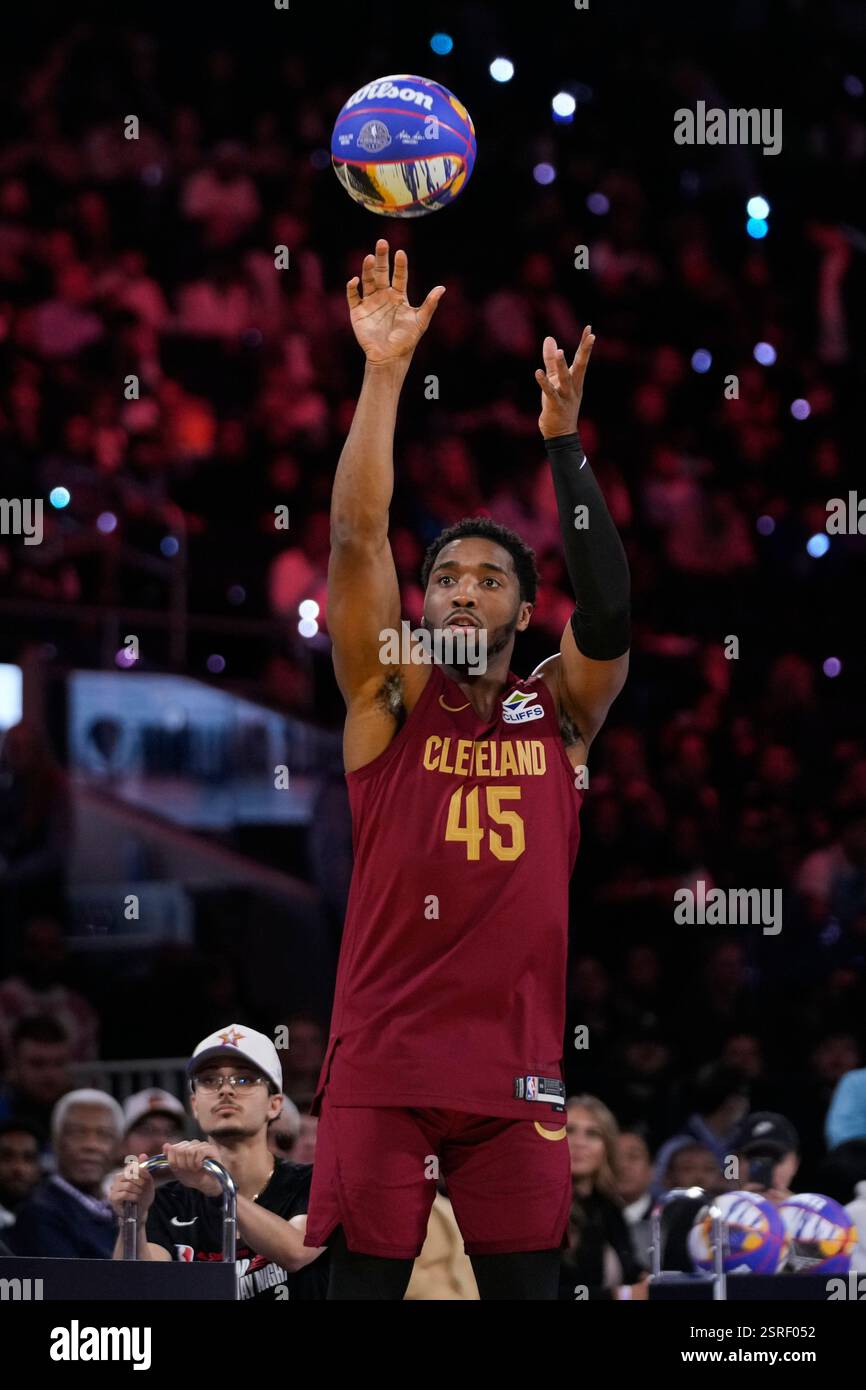 Cleveland Cavaliers guard Donovan Mitchell competes during the skills ...