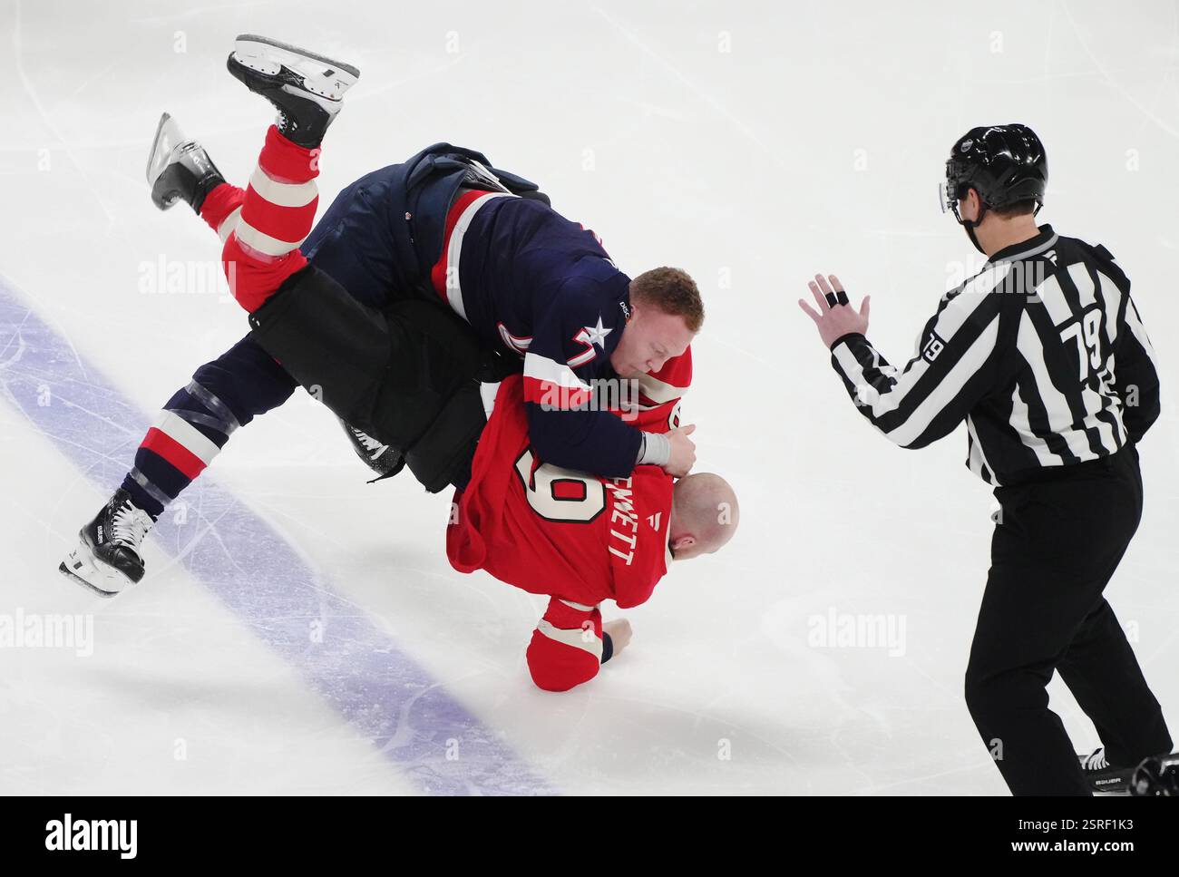 Montreal, Canada. 15th Feb, 2025. United States' Brady Tkachuk (top ...