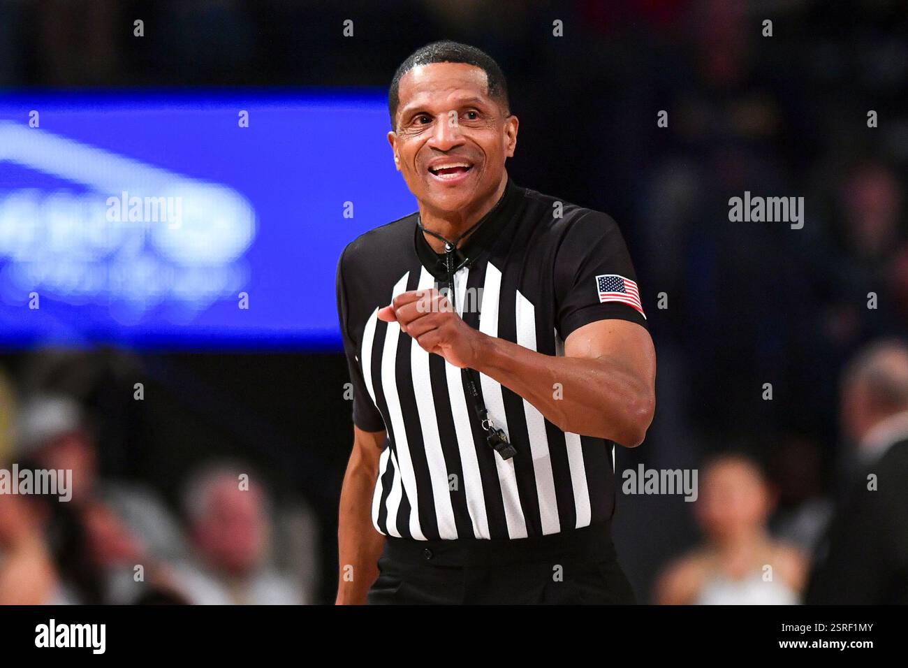 ATLANTA, GA – FEBRUARY 15: Referee Ted Valentine reacts during the ...
