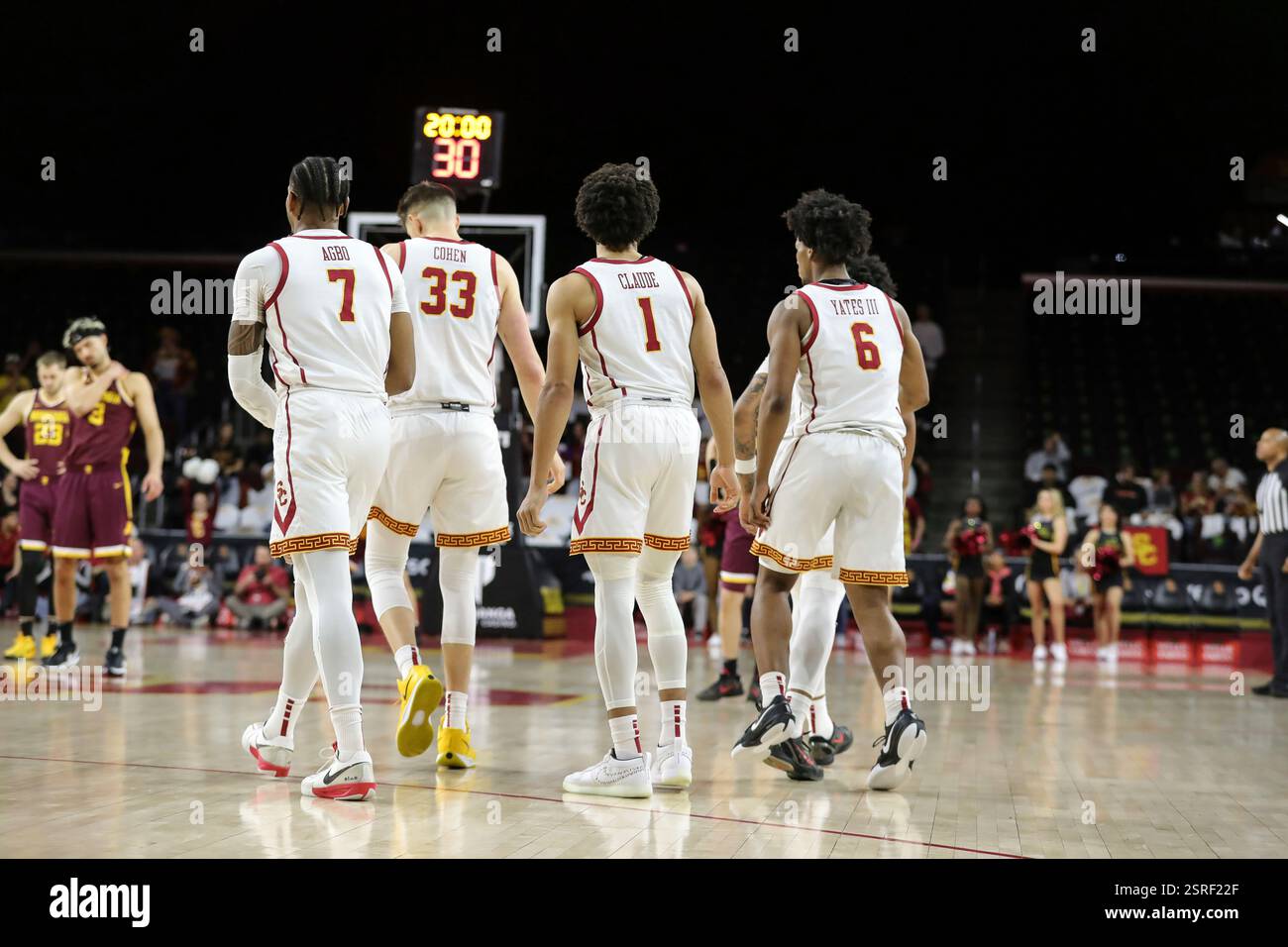 LOS ANGELES, CA - FEBRUARY 15 : USC Trojans take the court during the ...