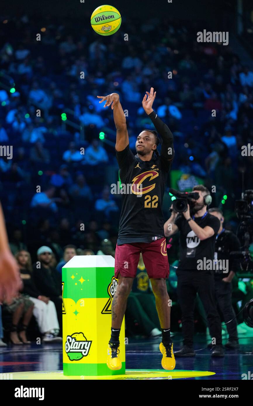 Cleveland Cavaliers guard Darius Garland shoots during the 3-point ...