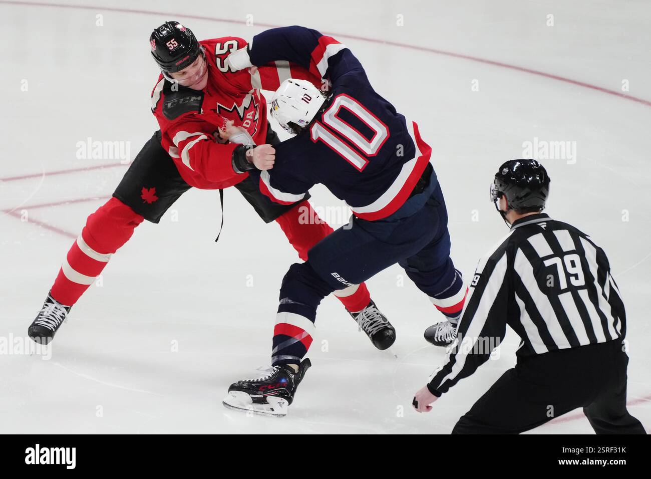 Montreal, Canada. 15th Feb, 2025. Canada's Colton Parayko (55) fights ...
