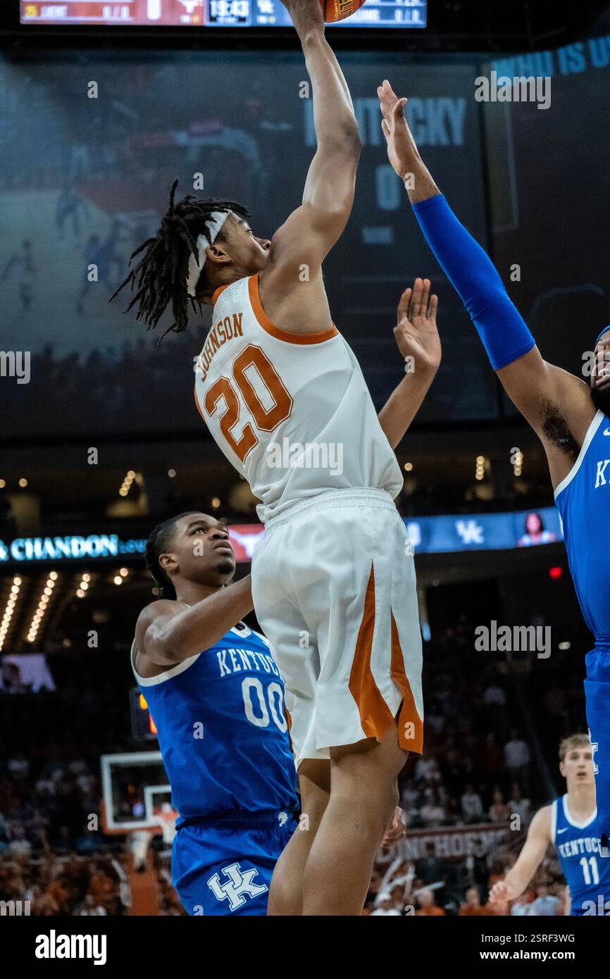 Texas, USA. 15th Feb, 2025. Tre Johnson (20) of the Texas Longhorns in ...