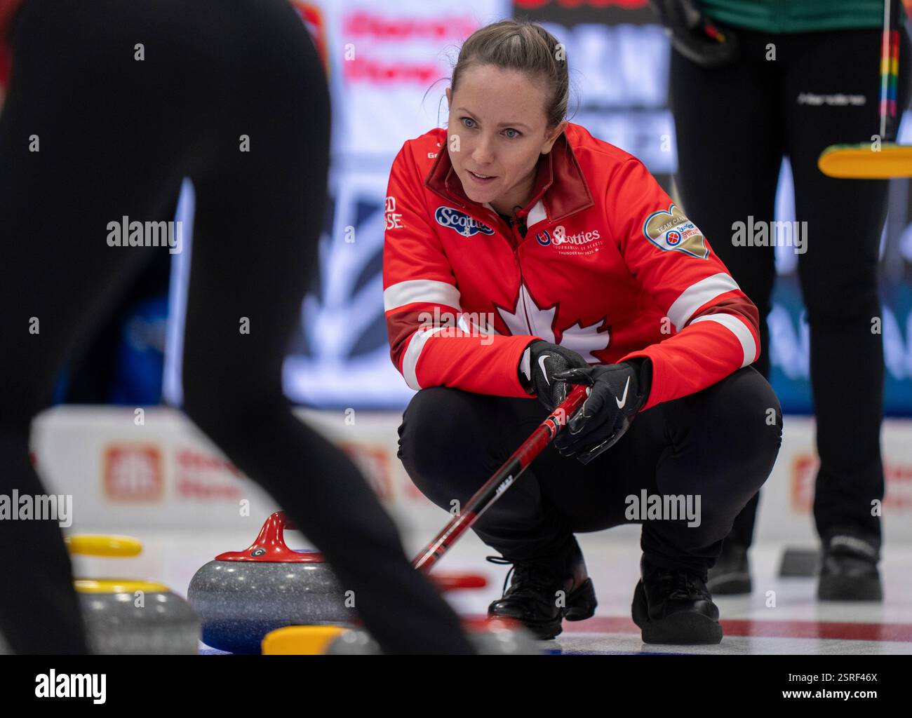 Team Canada skip Rachel Homan watches a shot in Scotties Tournament of ...
