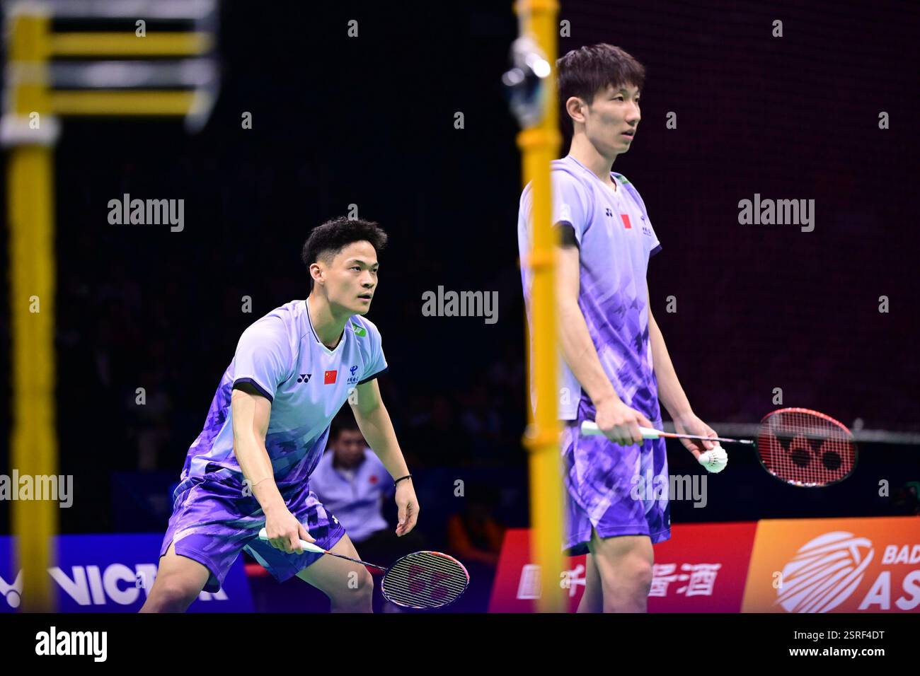 QINGDAO, CHINA - FEBRUARY 15, 2025 - Chinese players CHEN Xu Jun and HUANG Di VS MITSUHASHl ...