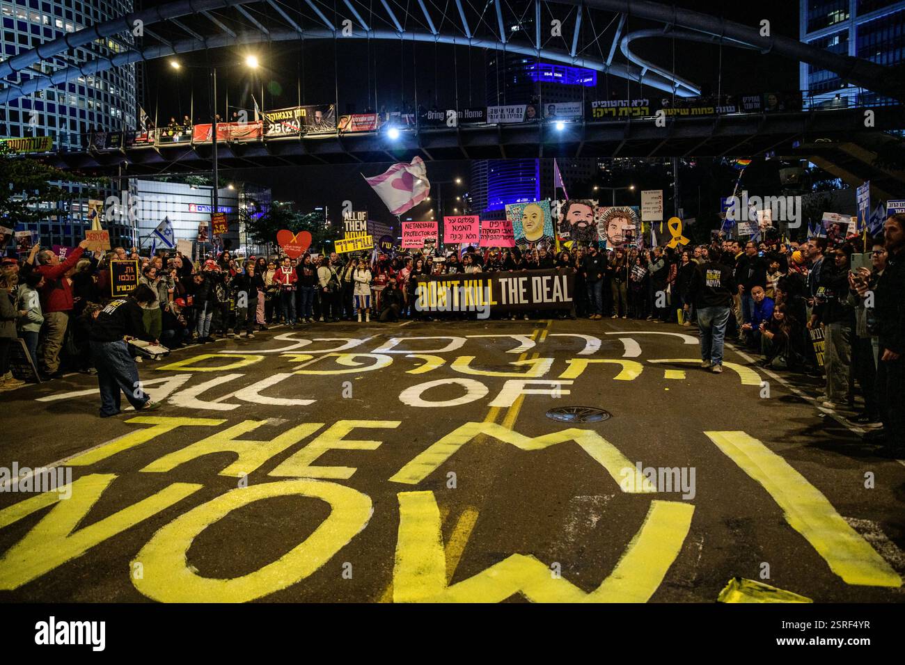 Israel. 15th Feb, 2025. Israeli hostages family members and supporting ...