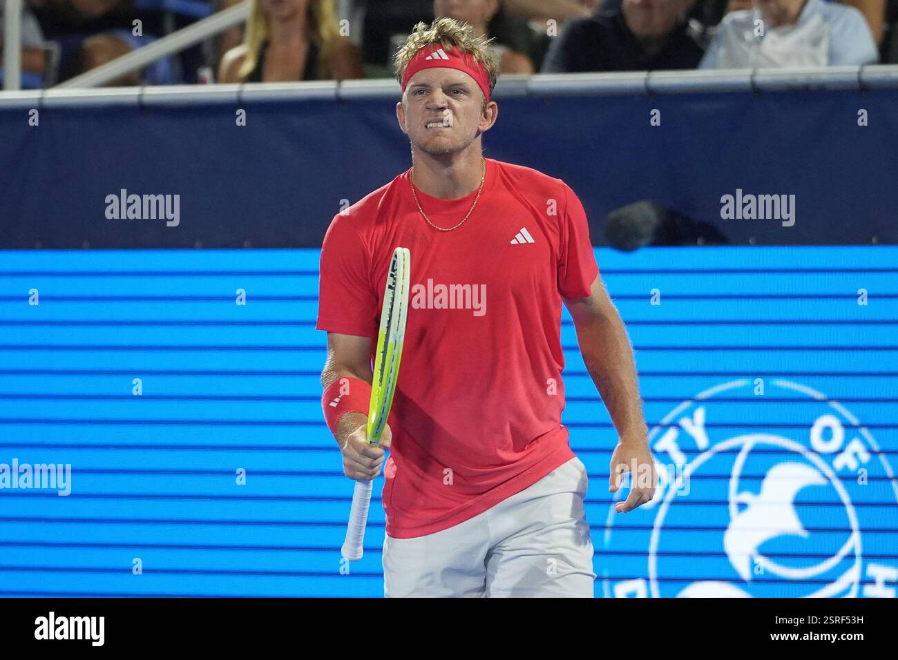 Alejandro Davidovich Fokina of Spain reacts to a missed point during a ...