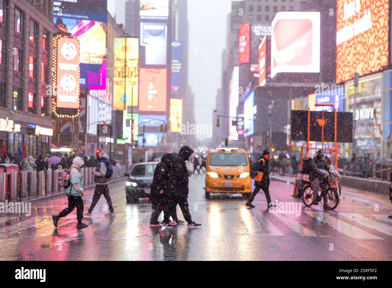 Snow in Times Square in New York during winter in the, United States ...