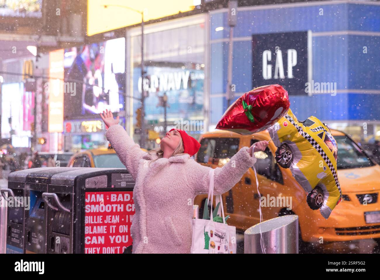 Snow in Times Square in New York during winter in the, United States ...