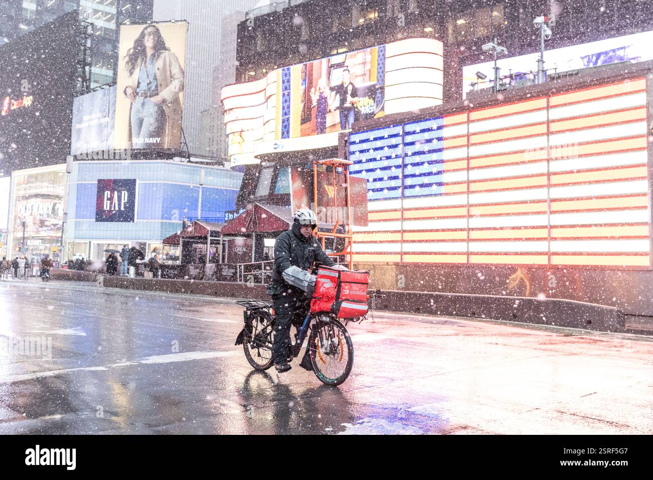 Snow in Times Square in New York during winter in the, United States ...