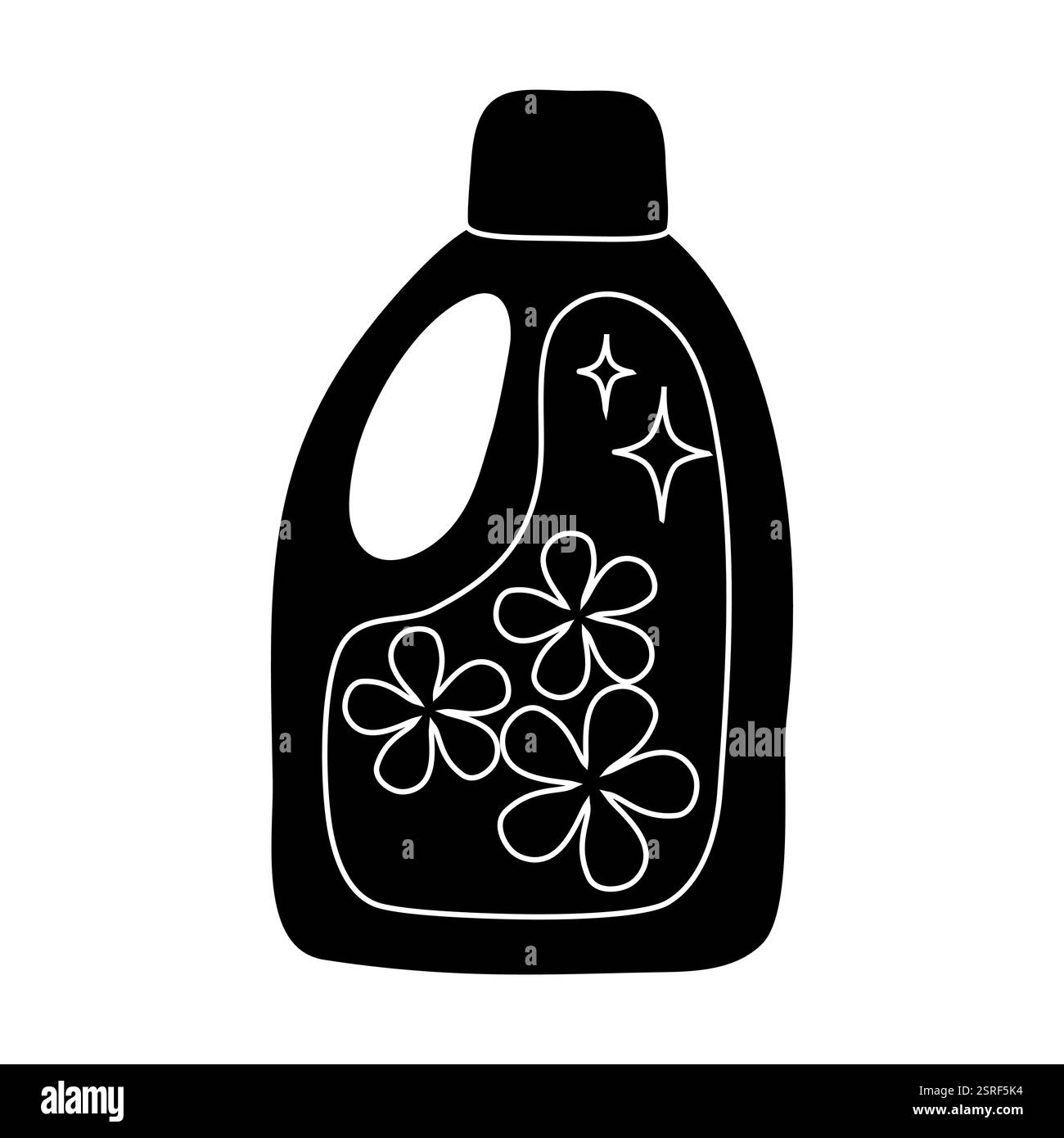 Black silhouette of bottle with cleaning or washing detergent ...