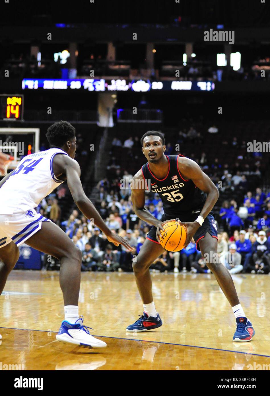 Newark, USA. 15th Feb, 2025. UConn's Samson Johnson (35) during ...