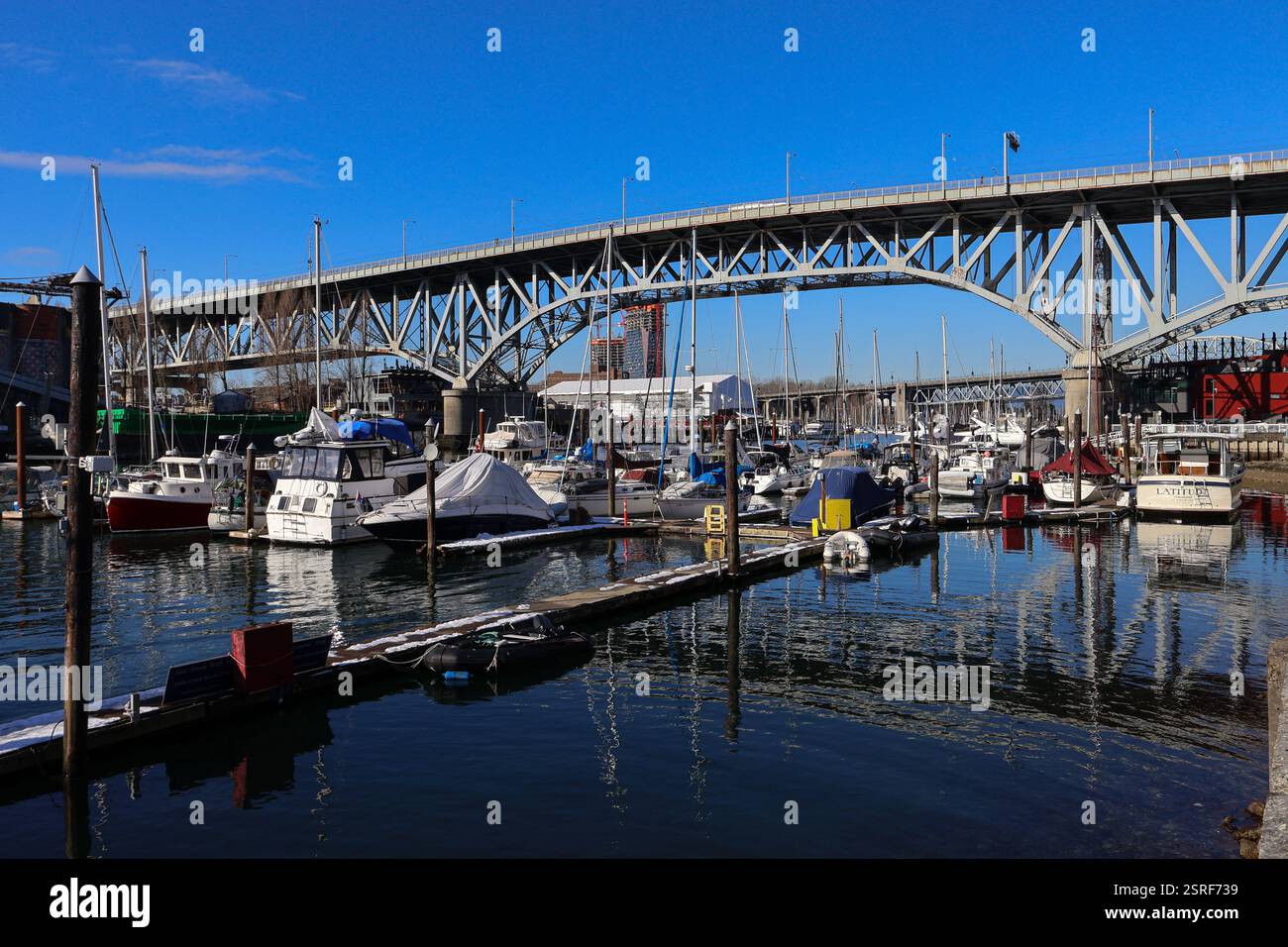 Granville Bridge stretches over False Creek in Vancouver, British ...