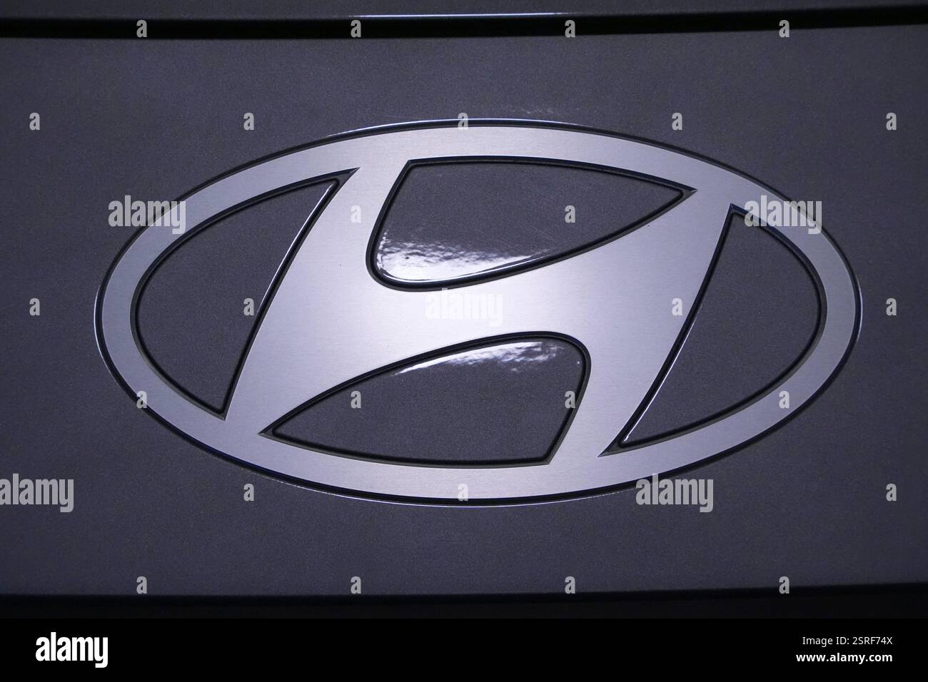 This the Hyundai logo on a Elantra sedan on display at the Pittsburgh ...