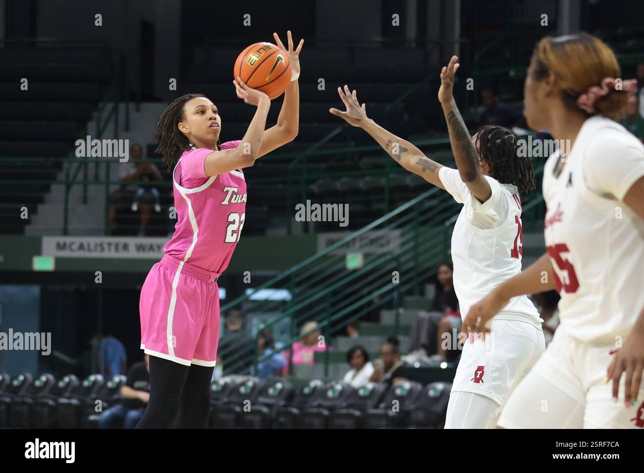 New Orleans, United States. 15th Feb, 2025. Tulane Green Wave forward ...