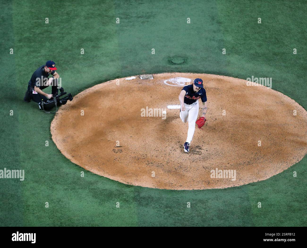 Arlington, Texas, USA. 15th Feb, 2025. Ole Miss starting pitcher RILEY ...