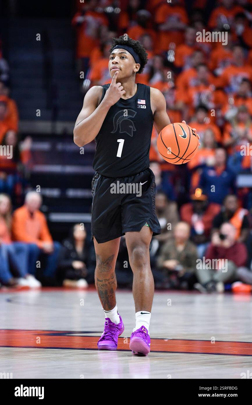 CHAMPAIGN, IL - FEBRUARY 15: Michigan State Spartans Guard Jeremy Fears ...