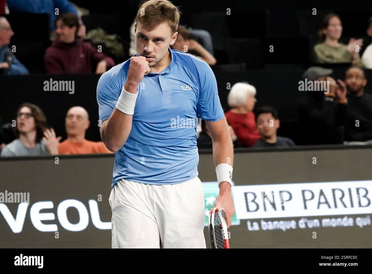 Marseille, France, FRANCE. 15th Feb, 2025. HAMAD MEDJEDOVIC from Serbia in action against DANIIL ...