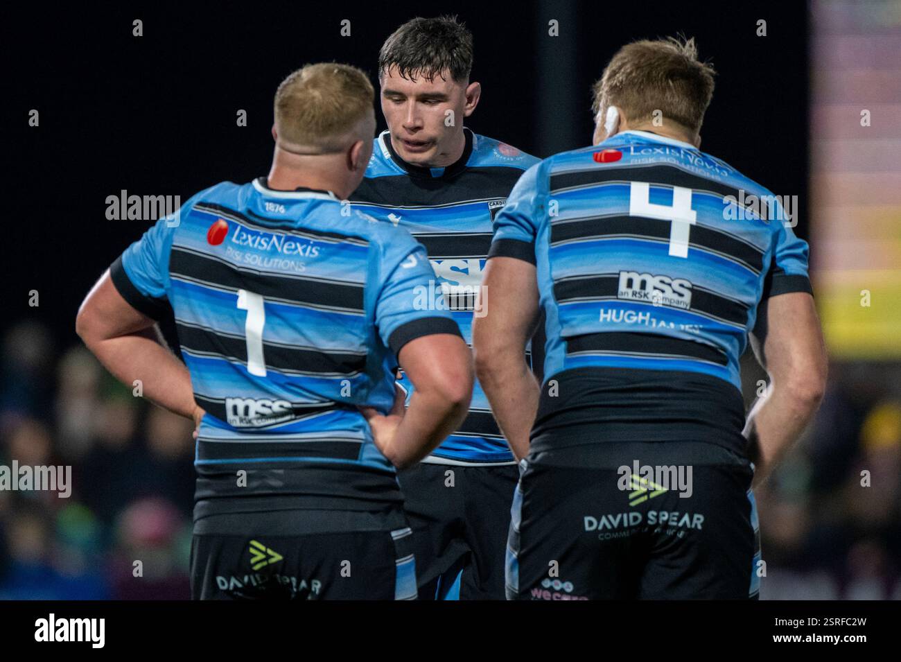 Galway, Ireland. 16th Feb, 2025. Seb Davies of Cardiff talks to Rhys ...