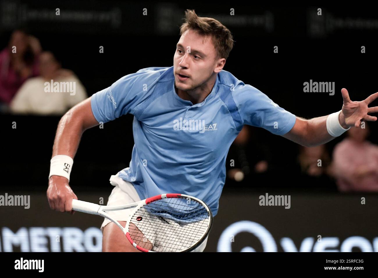 Marseille, France, FRANCE. 15th Feb, 2025. HAMAD MEDJEDOVIC from Serbia in action against DANIIL ...