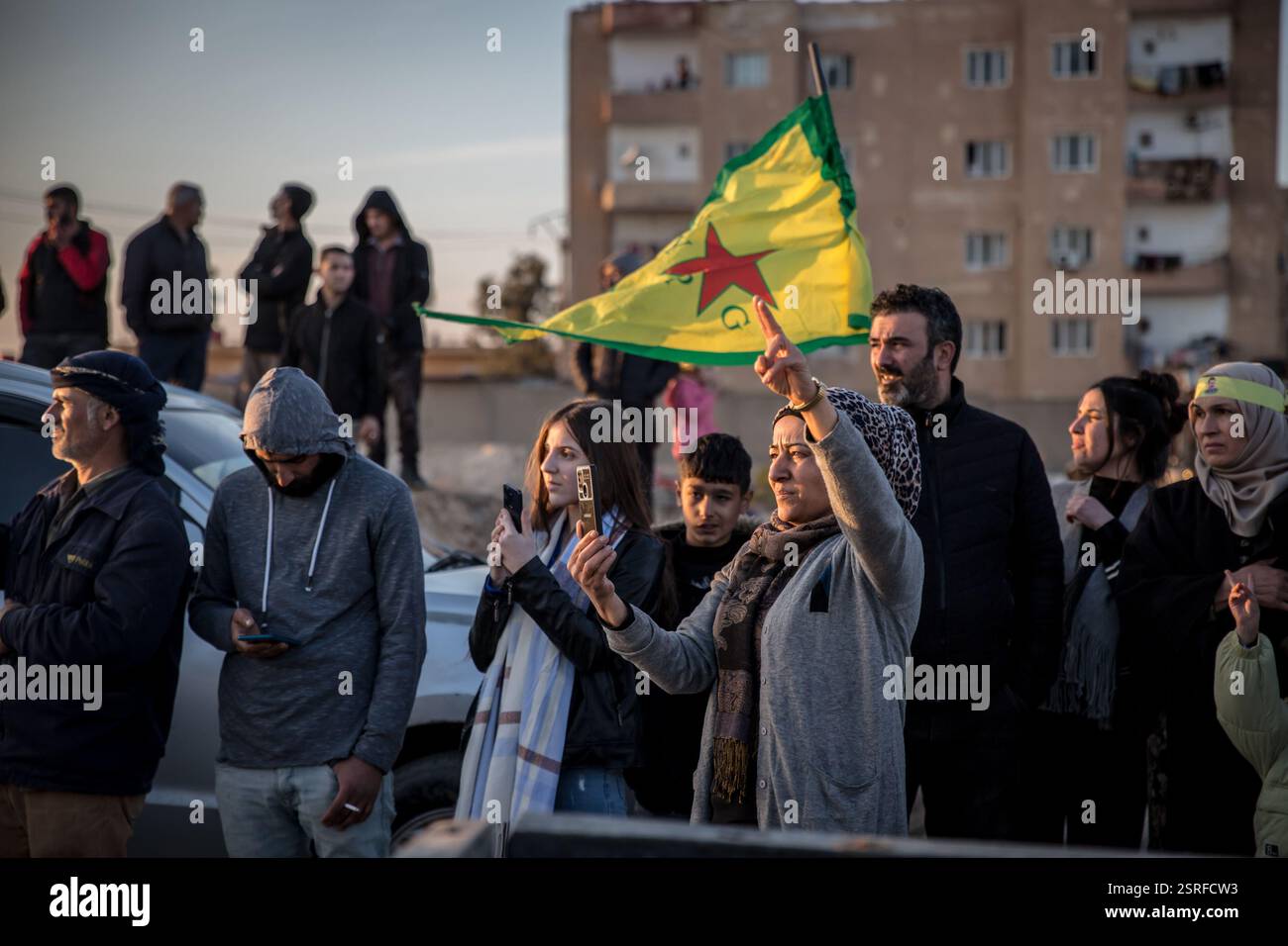 Hasaka, Syria. 15th Feb, 2025. Friends and family members welcome back ...