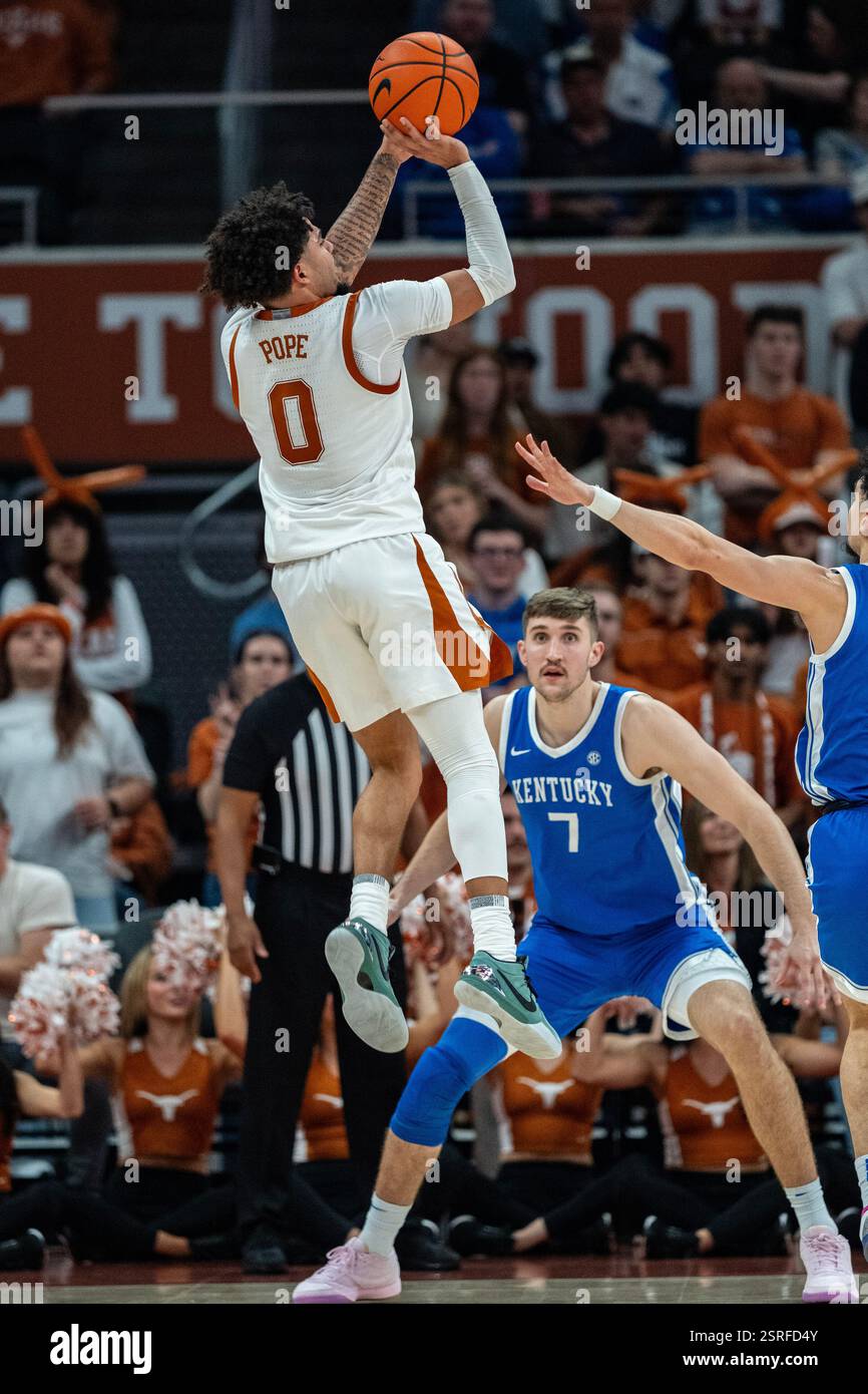 Texas, USA. 15th Feb, 2025. Jordan Pope (0) of the Texas Longhorns in ...