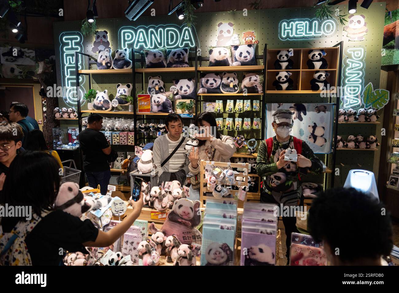 Visitors shop at a panda-themed store in Ocean Park as the Hong Kong ...