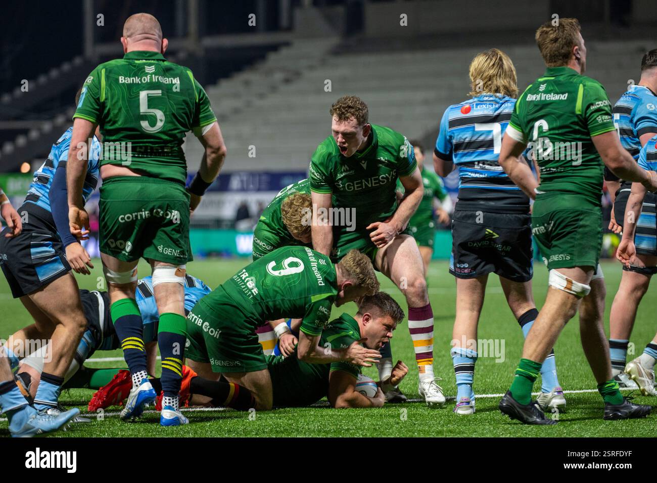 Galway, Ireland. 16th Feb, 2025. Dave Heffernan of Connacht celebrates ...