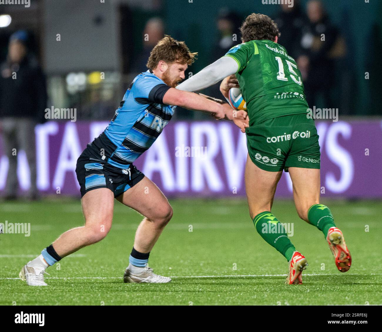 Galway, Ireland. 16th Feb, 2025. Piers O'Conorof Connacht tackled by ...
