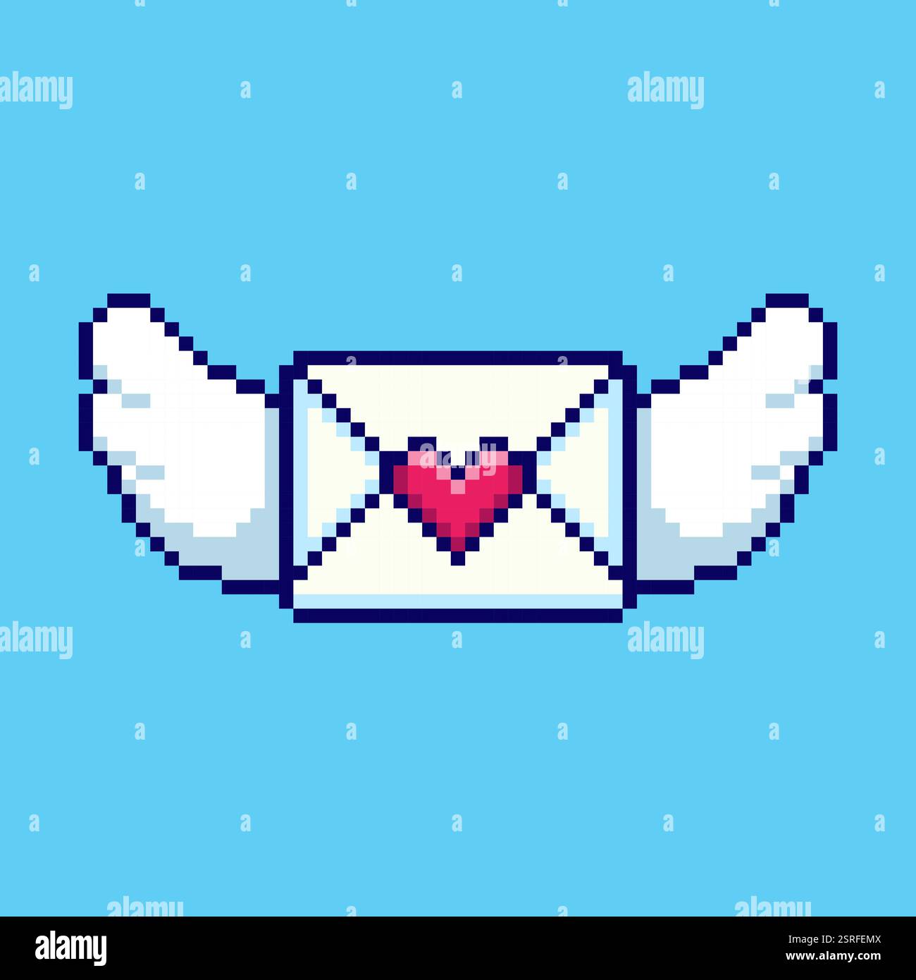 Pixel art Love Letter with Wings game asset design Stock Vector Image ...