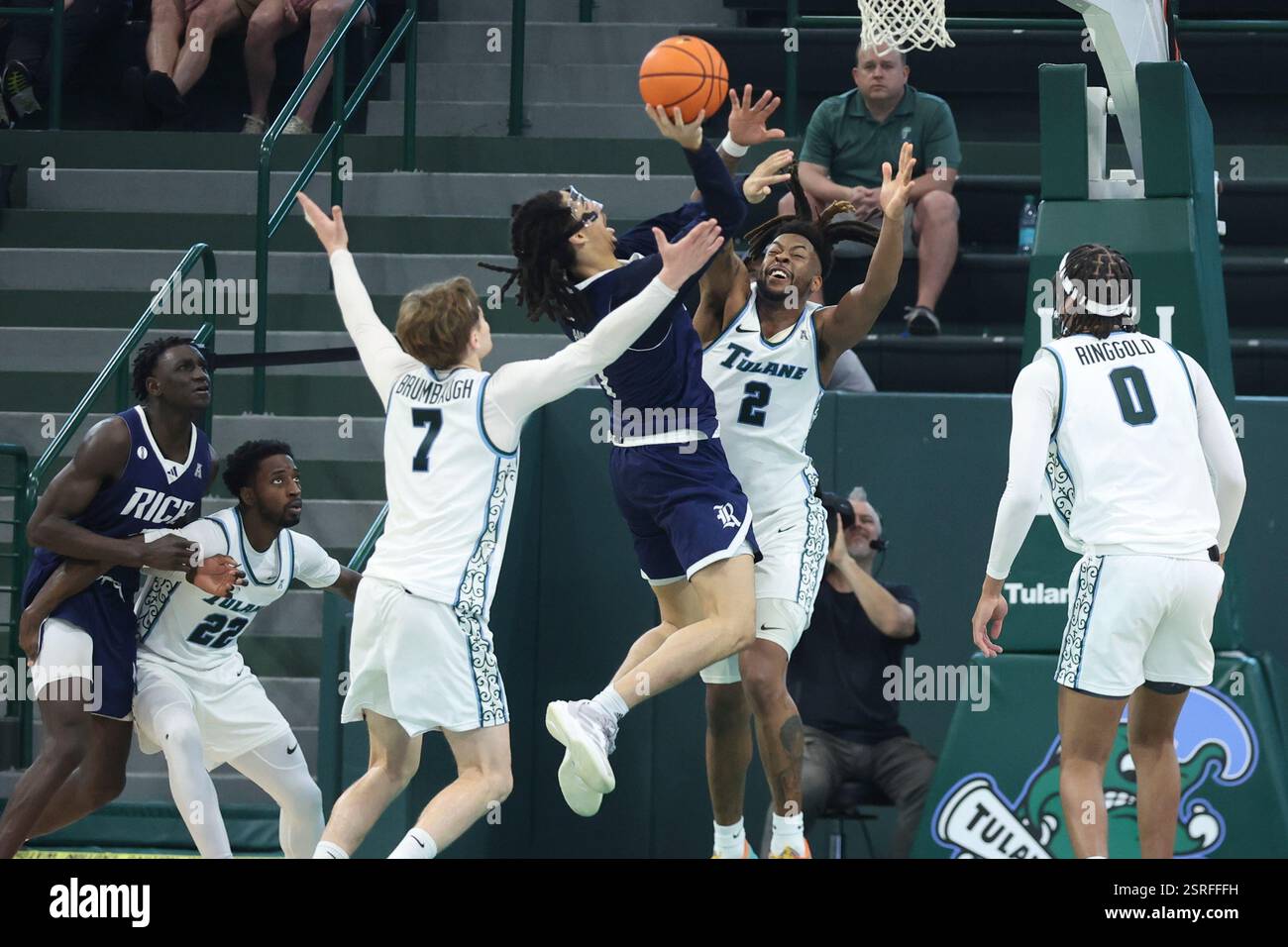 New Orleans, United States. 15th Feb, 2025. Rice Owls guard Kellen Amos ...