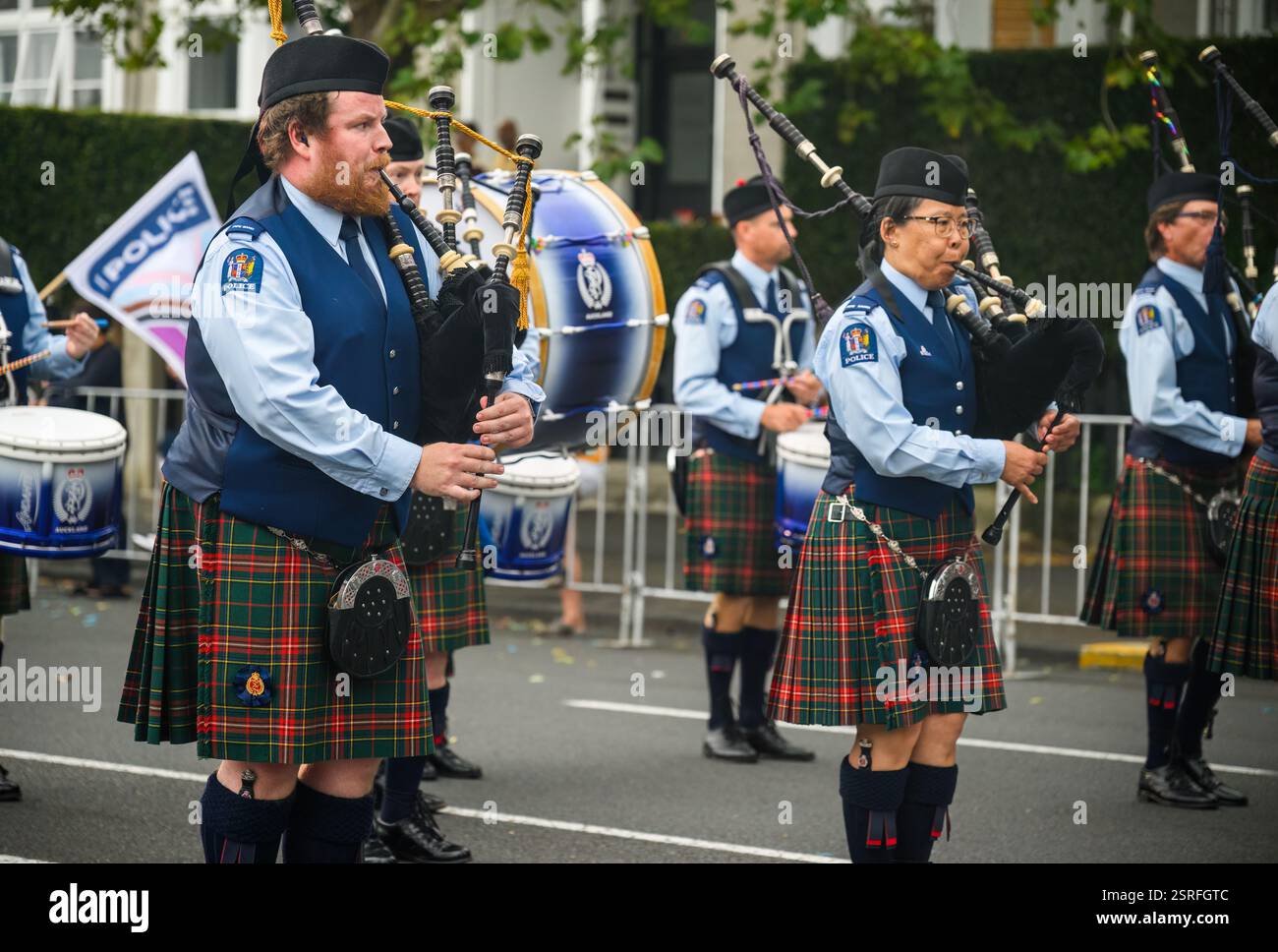 Auckland, New Zealand - Feb 15 2025: Police highland pipe band at ...